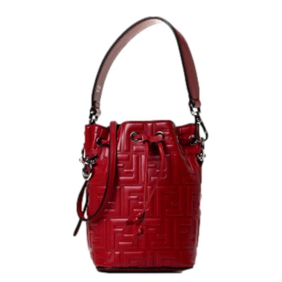 Fendi | Bags | Fendi Mon Tresor Fragola Red Embossed Leather Mini ...